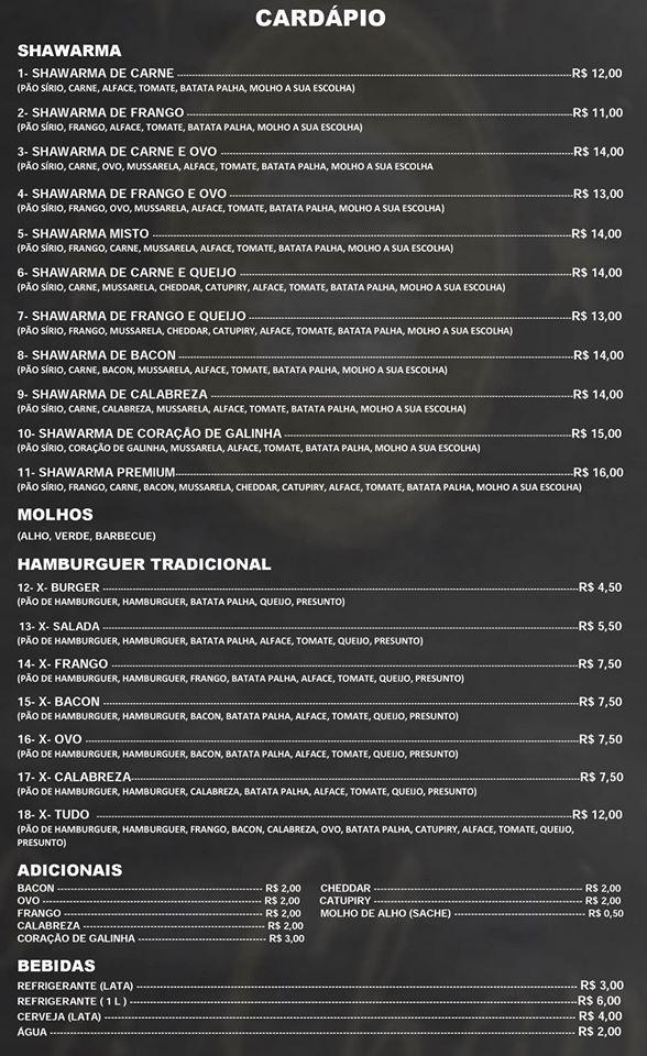 Menu at La Chapa Foods restaurant, Ponta Grossa