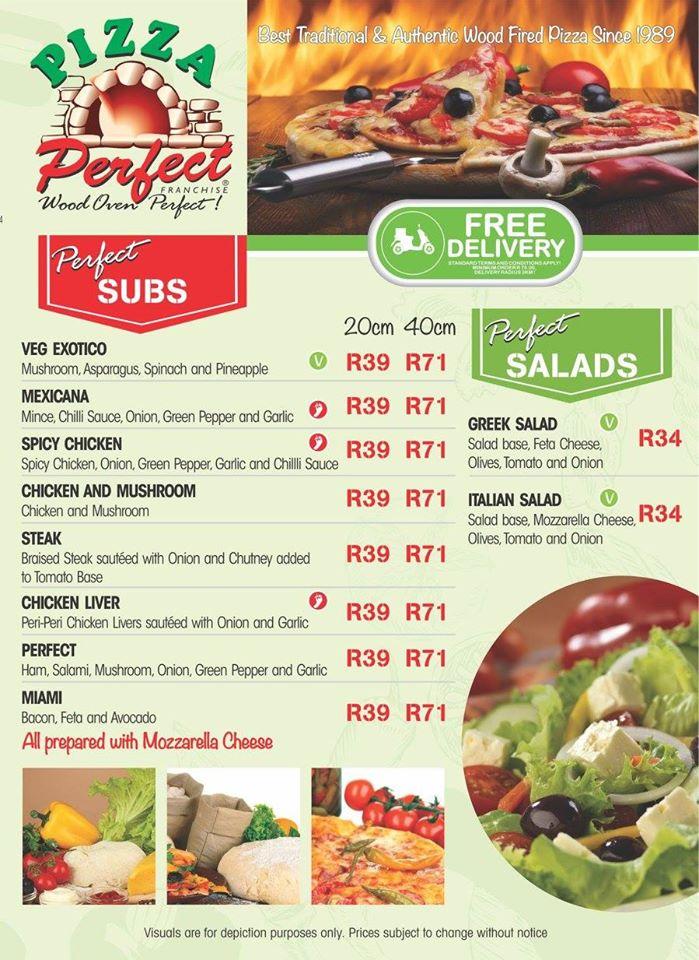 Menu at Pizza Perfect | Cobble Walk pizzeria, Cape Town