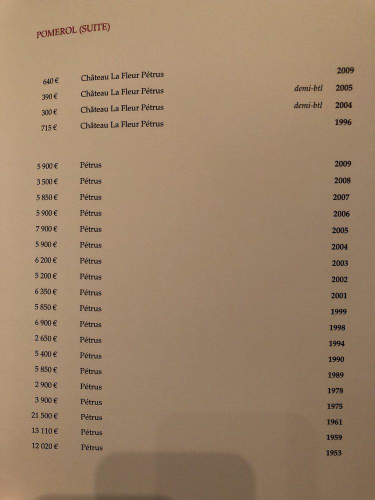 Menu at Epicure restaurant, Paris, 112 Rue du Faubourg Saint-Honoré