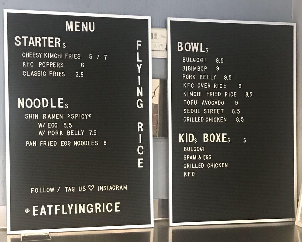 Menu at Flying Rice restaurant, La Verne
