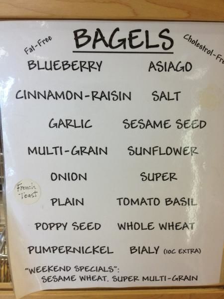 Menu at Mister Bagel, Brunswick