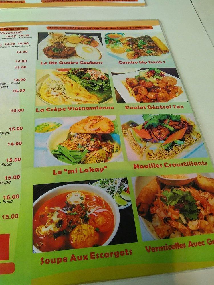 Menu at Mỹ Cảnh restaurant, Montréal