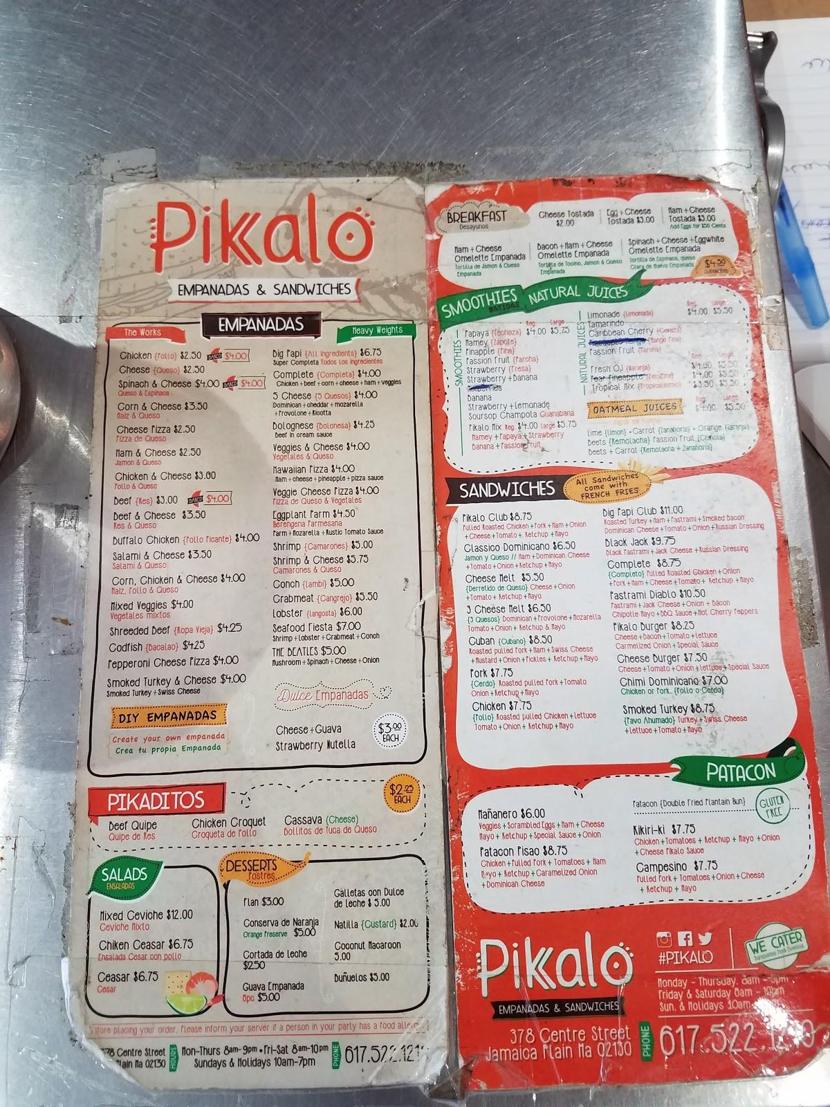Menu at Pikalo JP restaurant, Boston, 360 Centre St