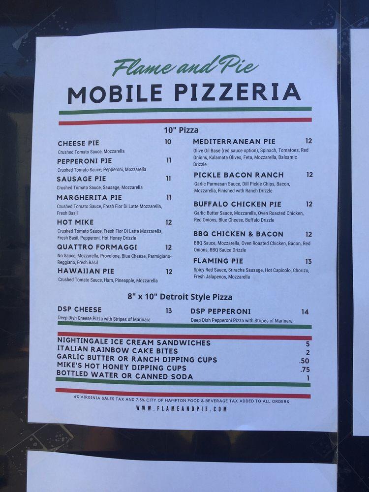 Menu at Flame and Pie - Mobile Pizzeria, Hampton