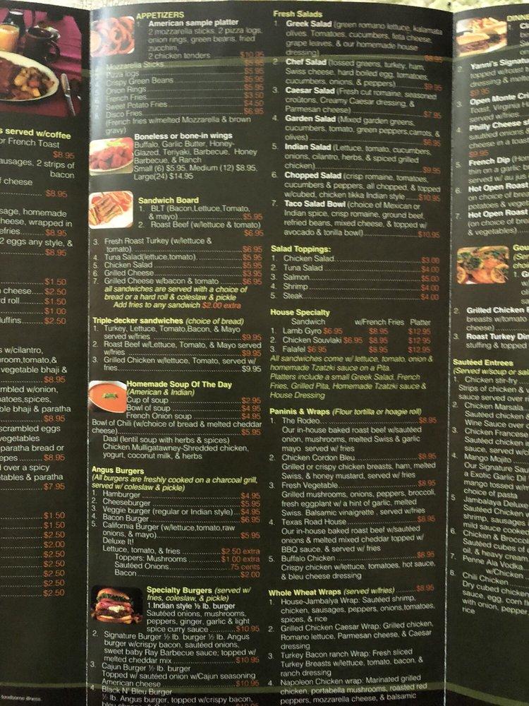 Menu at Front Street Café restaurant, Port Jervis