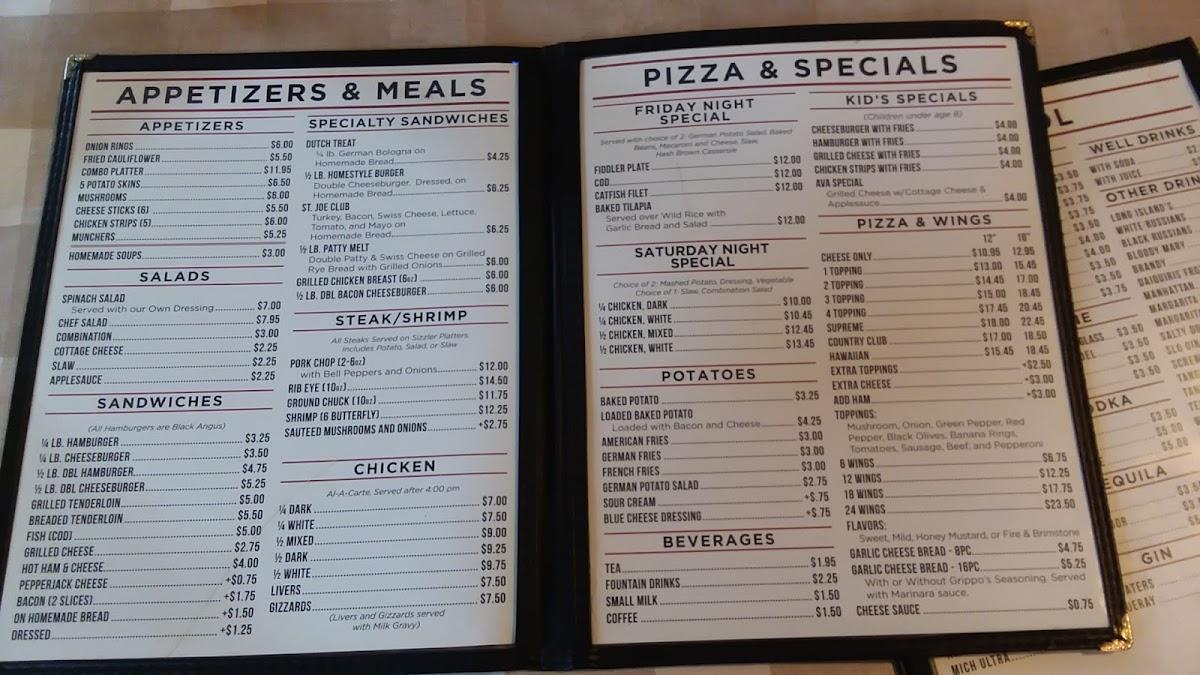Menu at St Joe Inn pub & bar, Evansville