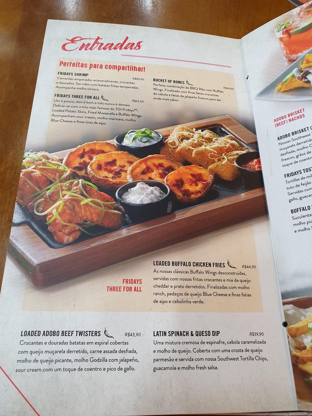 Menu at TGI Fridays: Sports Bar, Drinks, Hambúrguer, Happy Hour em Rio ...