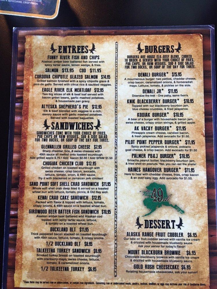 Menu at The 49th Food & Spirits pub & bar, Denver