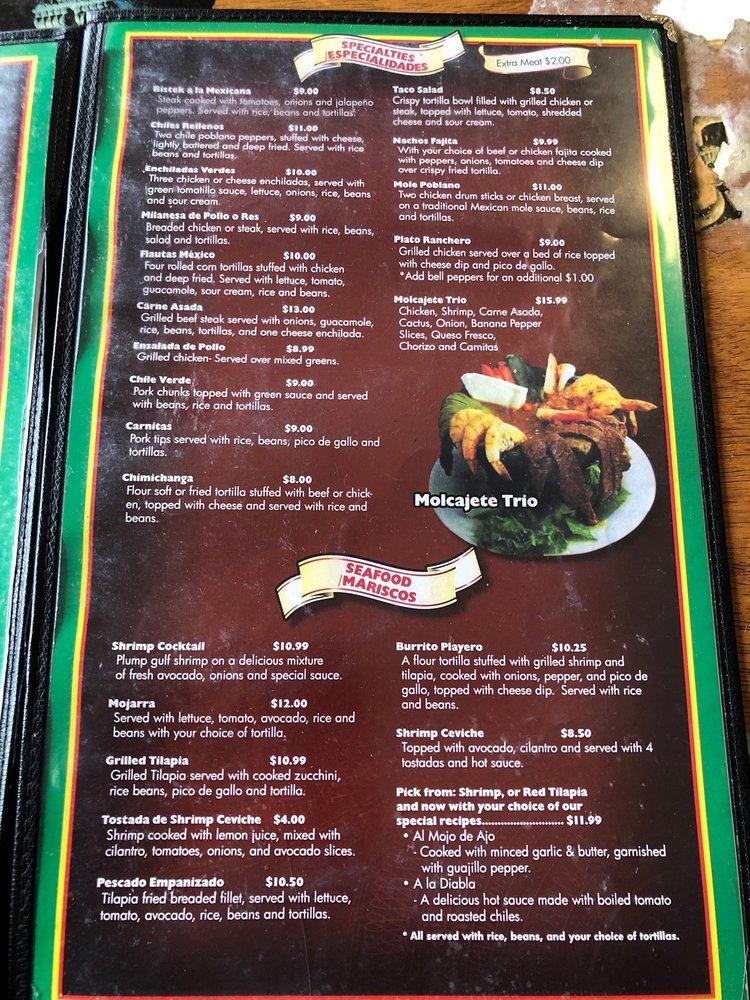 Menu at Tortas Mexico restaurant, North Little Rock