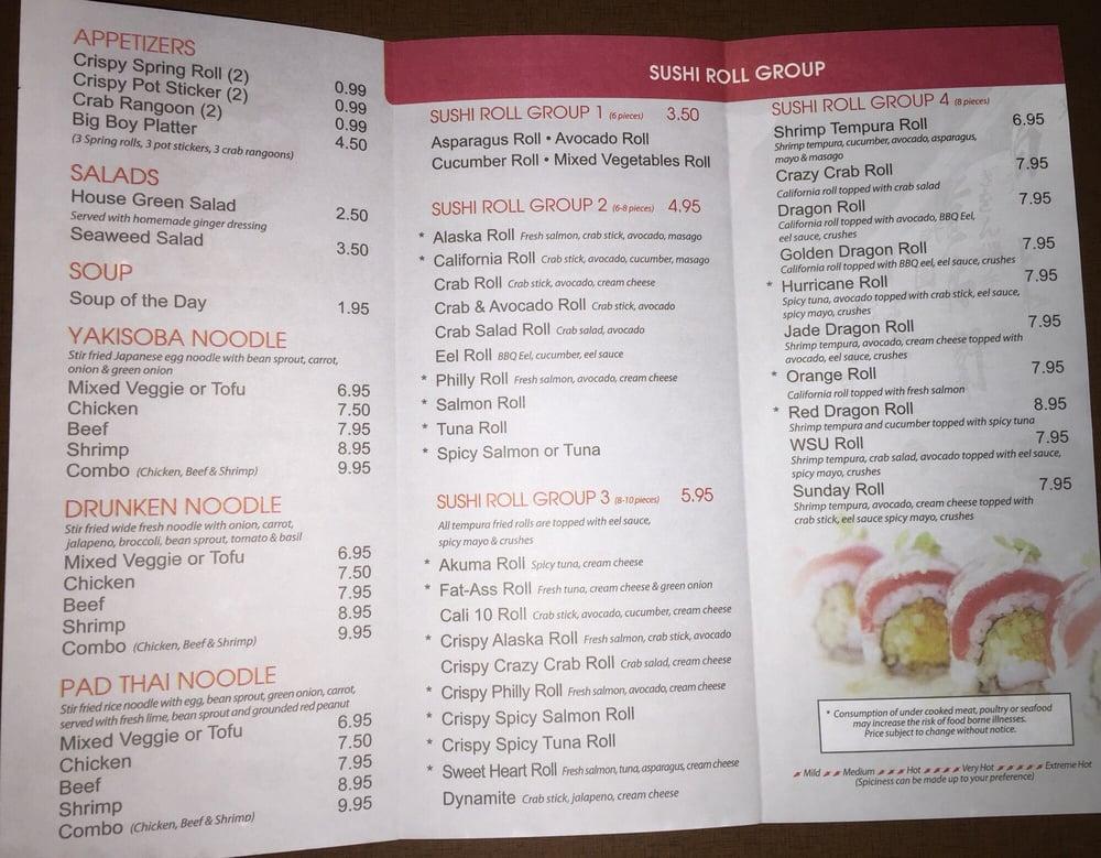 Menu at Hibachi Boy restaurant, Derby, N Rock Rd