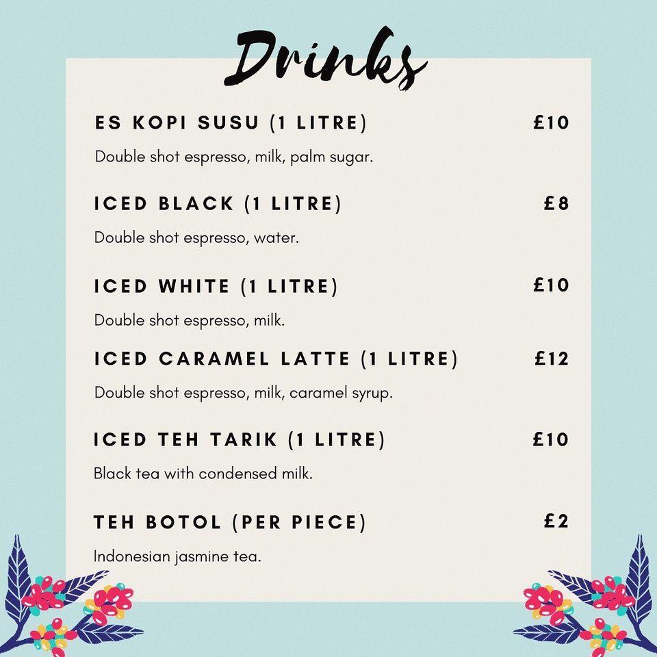 Menu at Ngopi Coffee UK cafe, Birmingham