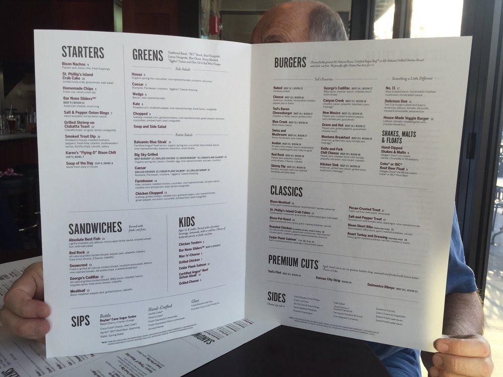 Menu at Ted's Montana Grill steakhouse, Bear, Fashion Center Blvd ...