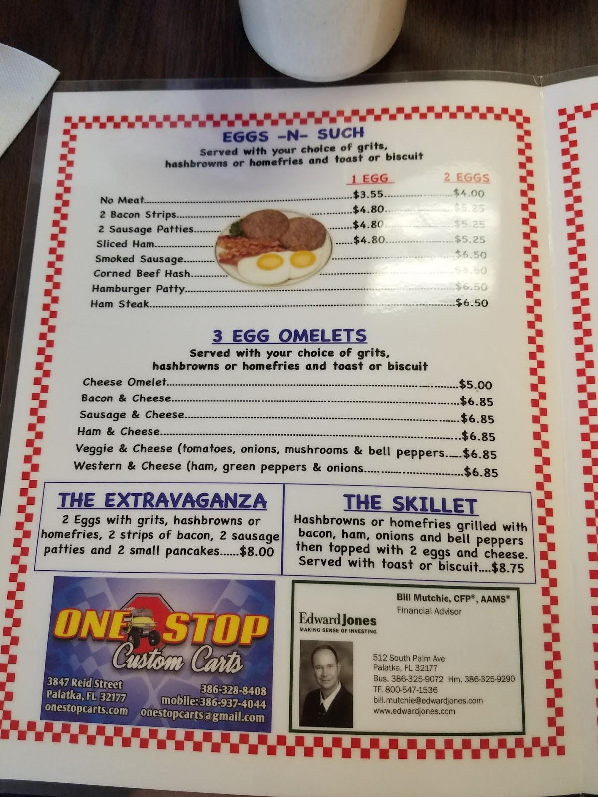 Menu at Lori's restaurant, Palatka