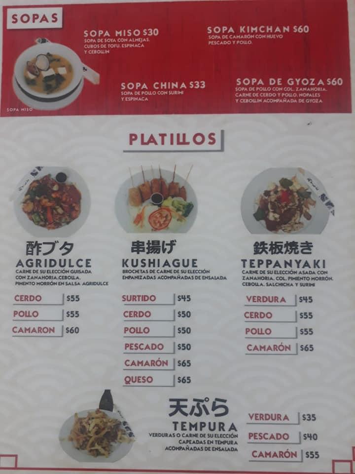 Carta de Restaurante Tsuru, Santiago de Querétaro