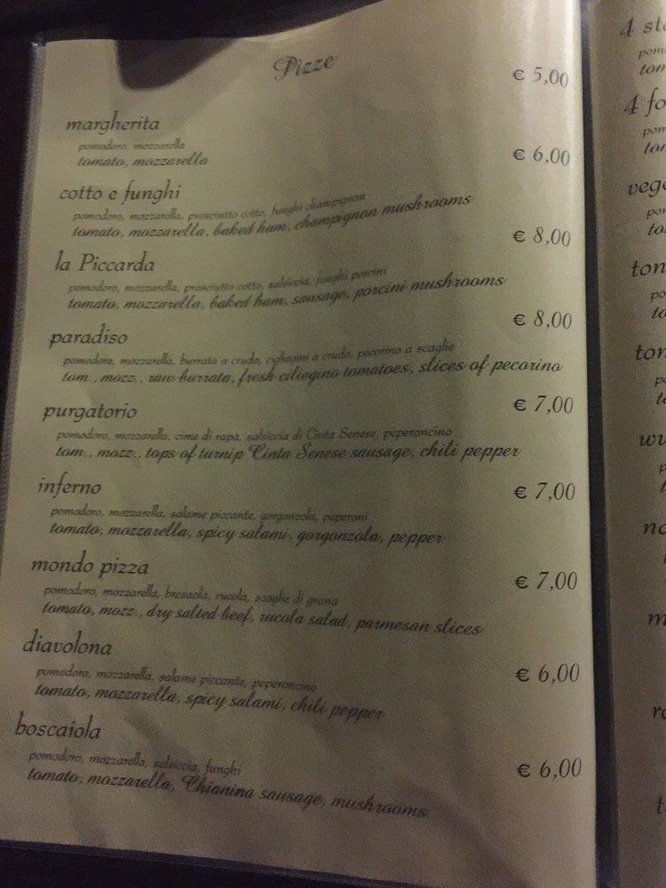 Menu at Ristorante Pizzeria La Botte Del Chianti, Ponte A Bozzone