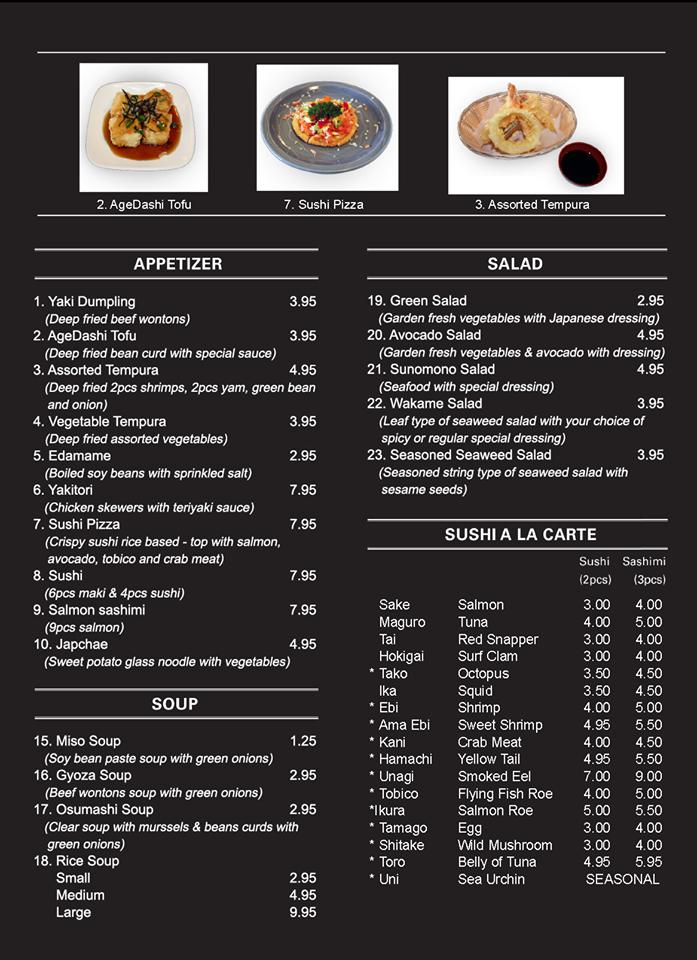 Menu at Roll & Roll restaurant, Toronto