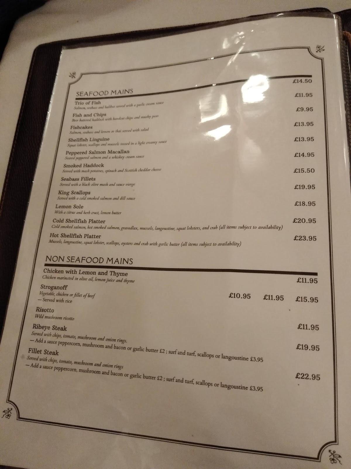 Menu at The Catch at Fins Restaurant, Fairlie