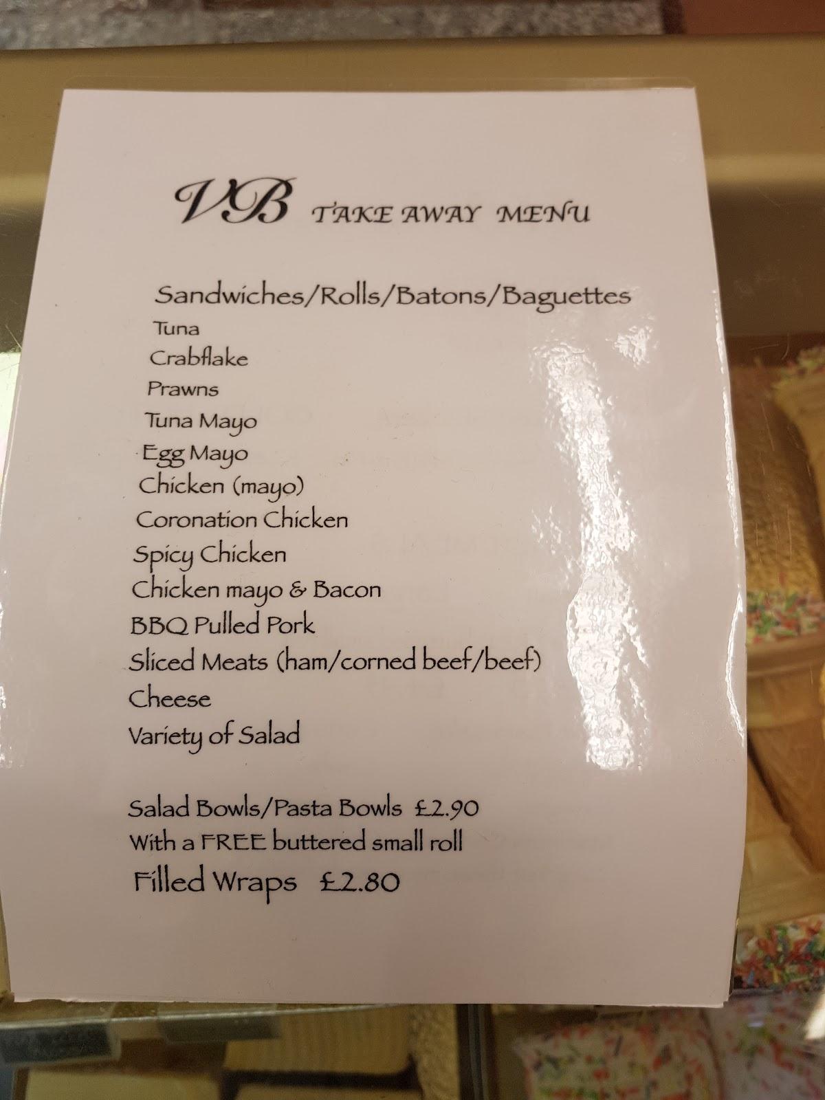 Menu at Victoria's Bakery, Ipswich, 424 Woodbridge Rd
