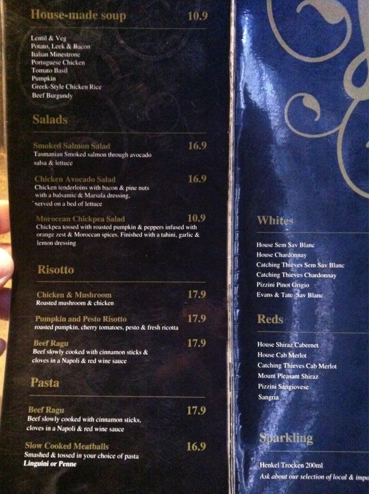 Menu at Cafe Issus, Melbourne