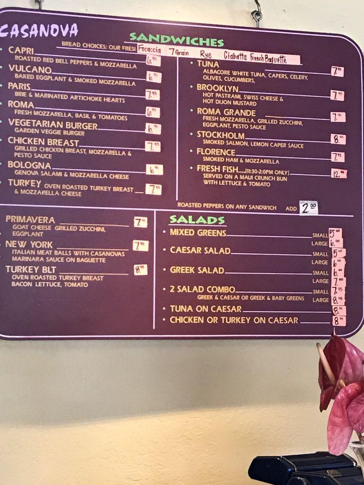 Menu at Casanova Italian Restaurant, Makawao