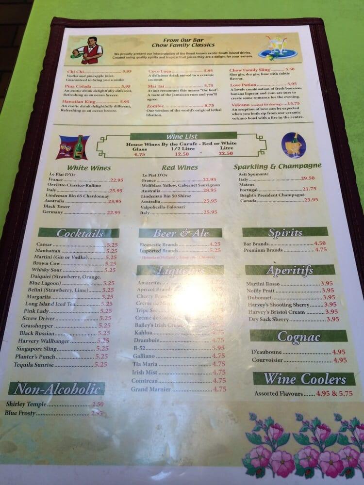 Menu at Chow Family Restaurant, Truro