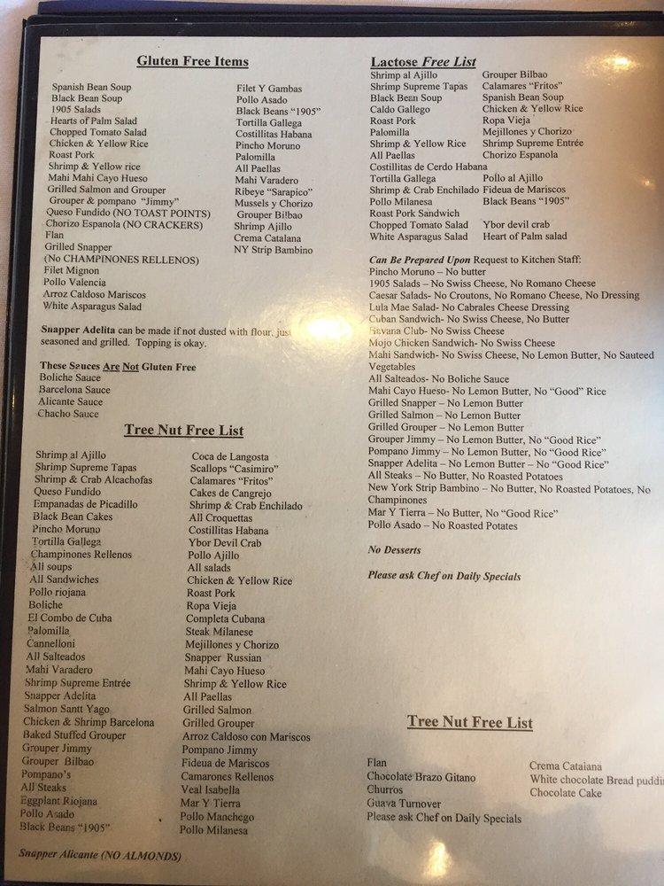 Menu at Columbia Restaurant, Tampa, E 7th Ave