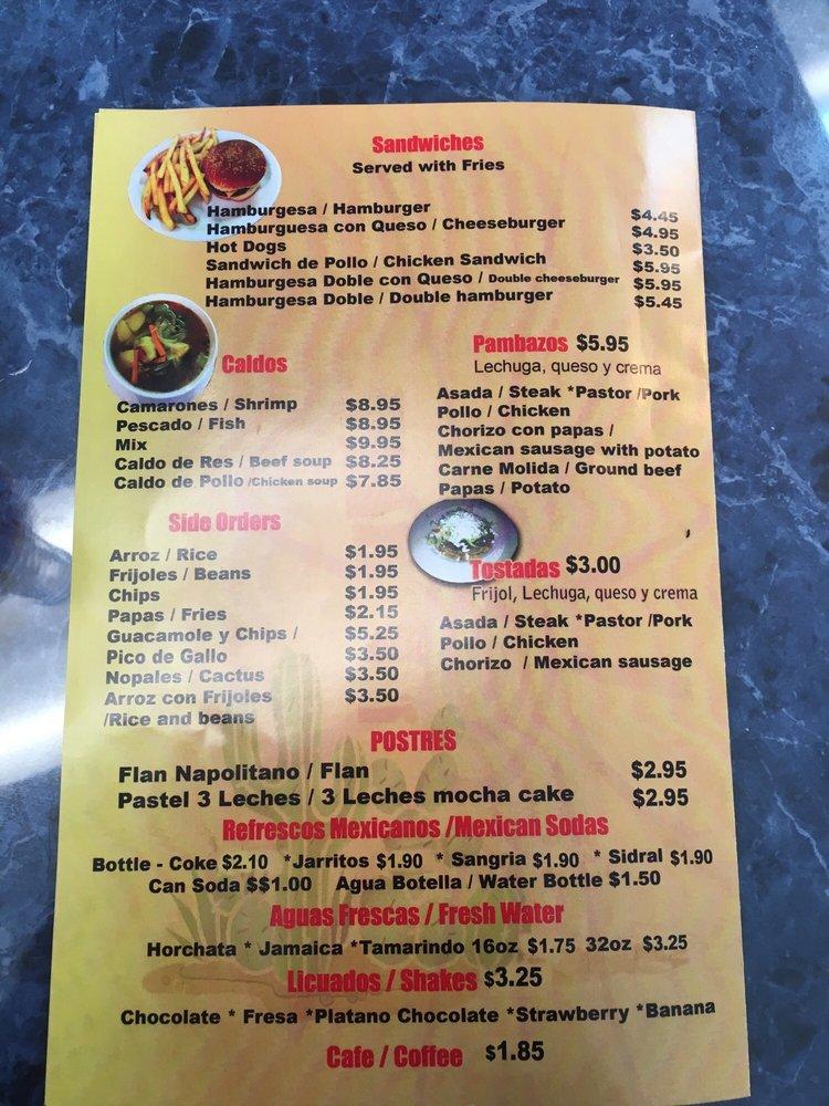 Menu at Hidalgo Restaurant, Chicago