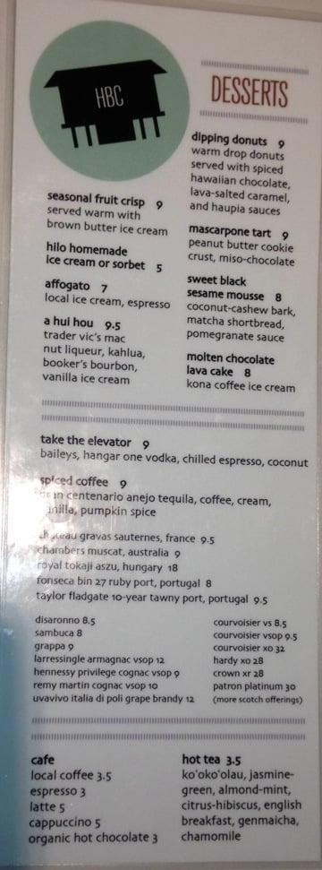 Menu at Hilo Bay Cafe, Hilo, 123 Lihiwai St