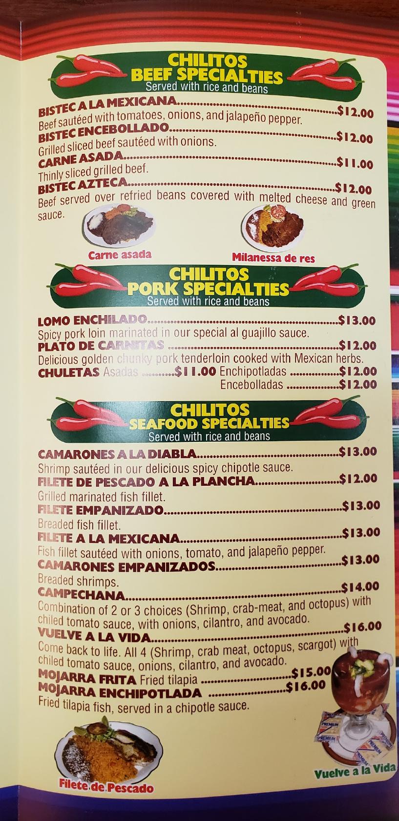 Menu at Chilitos Mexican Restaurant Inc, Suffern