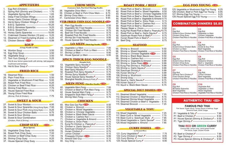 Menu at Five Star Chinese Restaurant, Cobourg