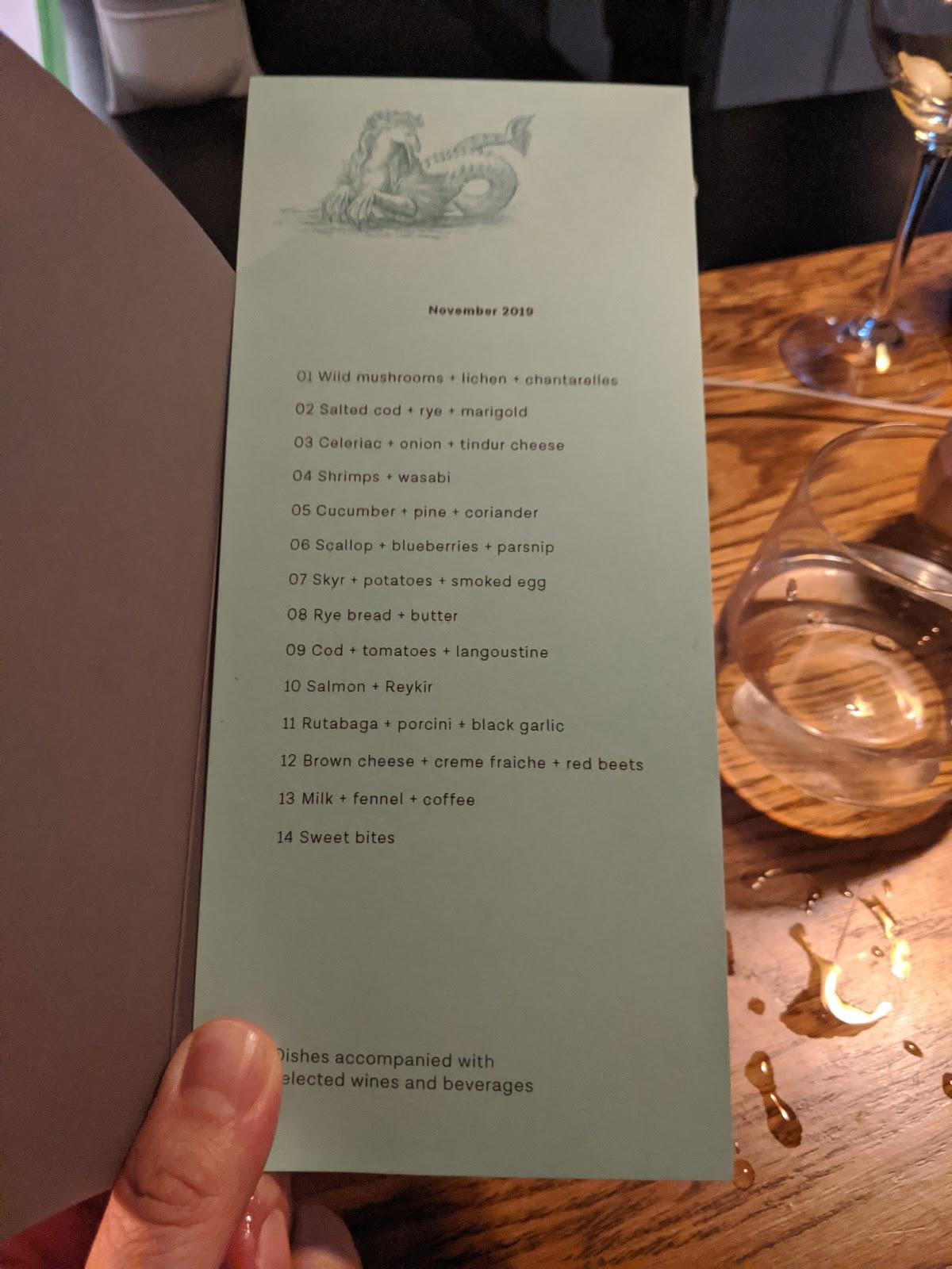 Menu at ÓX + Amma Don restaurant, Reykjavík