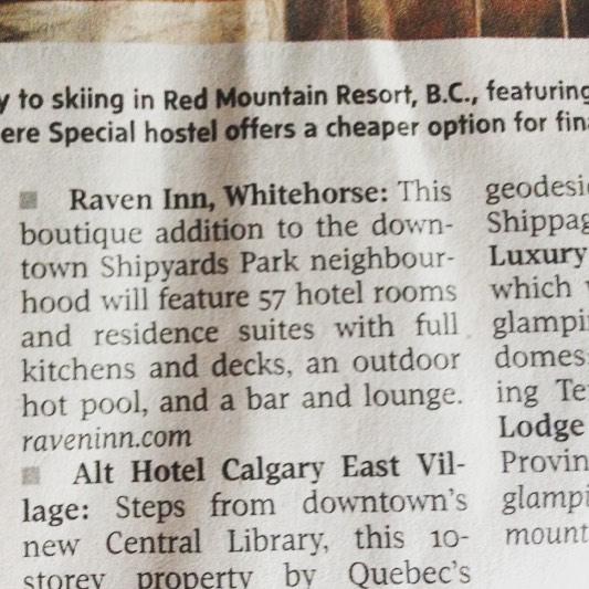 Menu au Raven Inn restaurant, Whitehorse