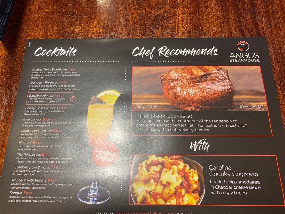 Carta de Angus Steakhouse, Londres, 243 Argyll Street