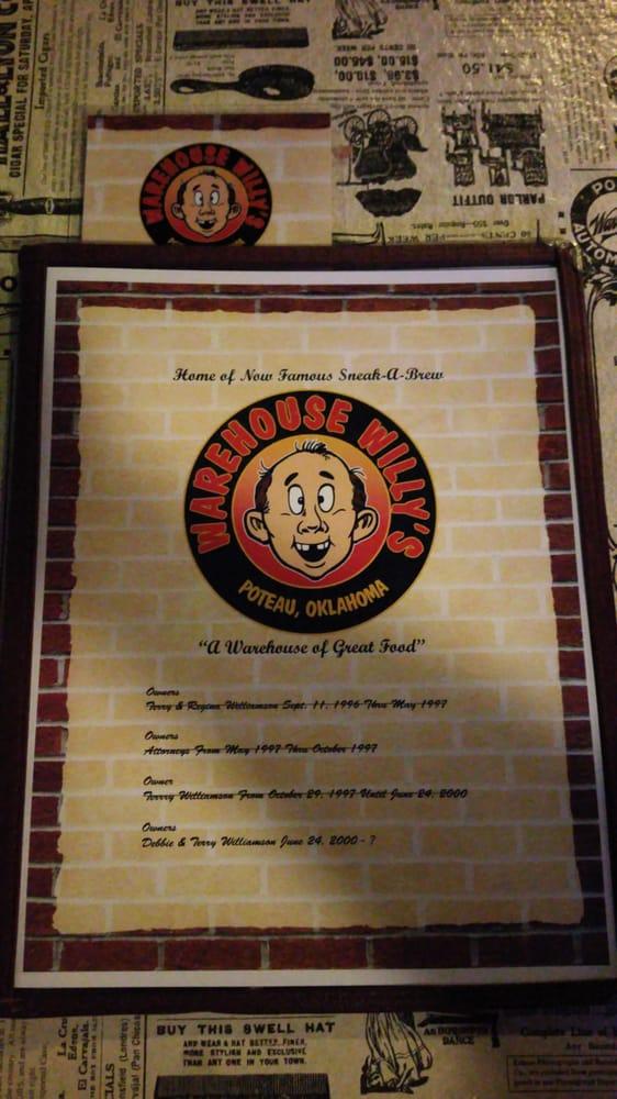 Menu at Warehouse Willy's steakhouse, Poteau