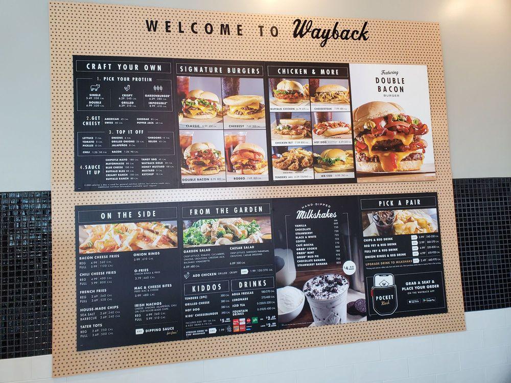 Menu at Wayback Burgers restaurant, Universal City