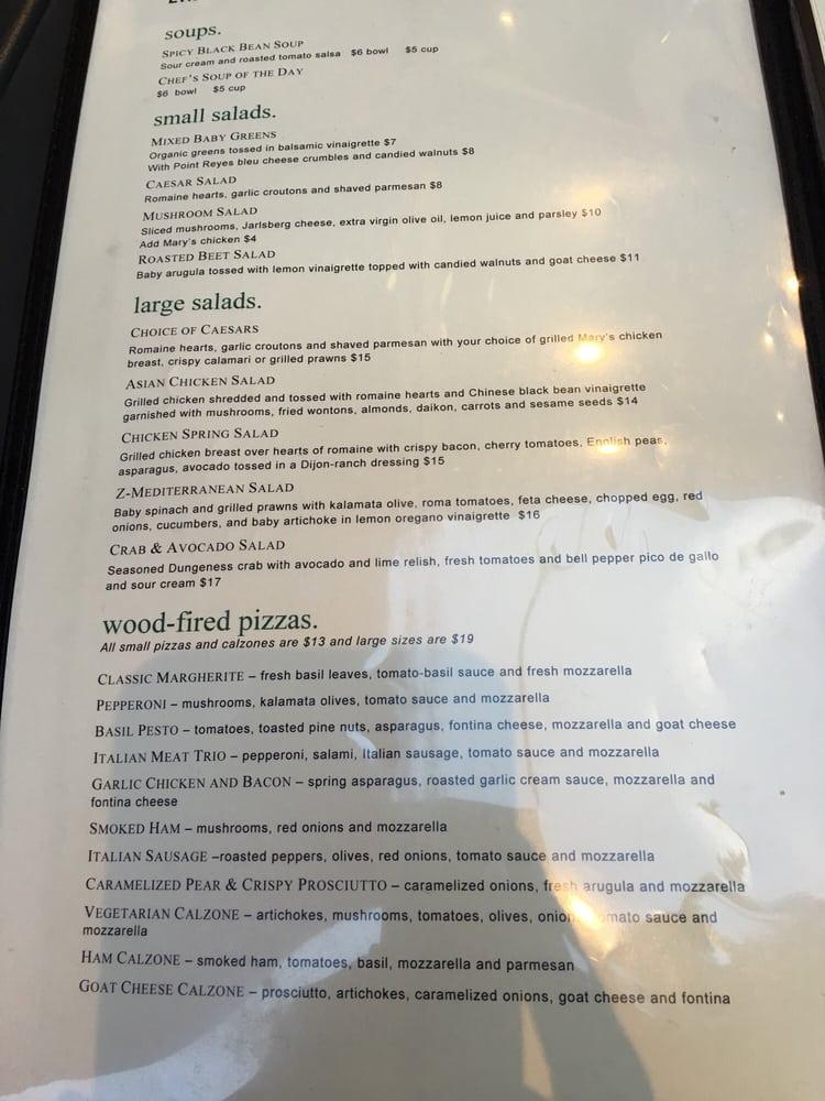 Menu at Zinfandel Grille restaurant, Sacramento, Fair Oaks Blvd