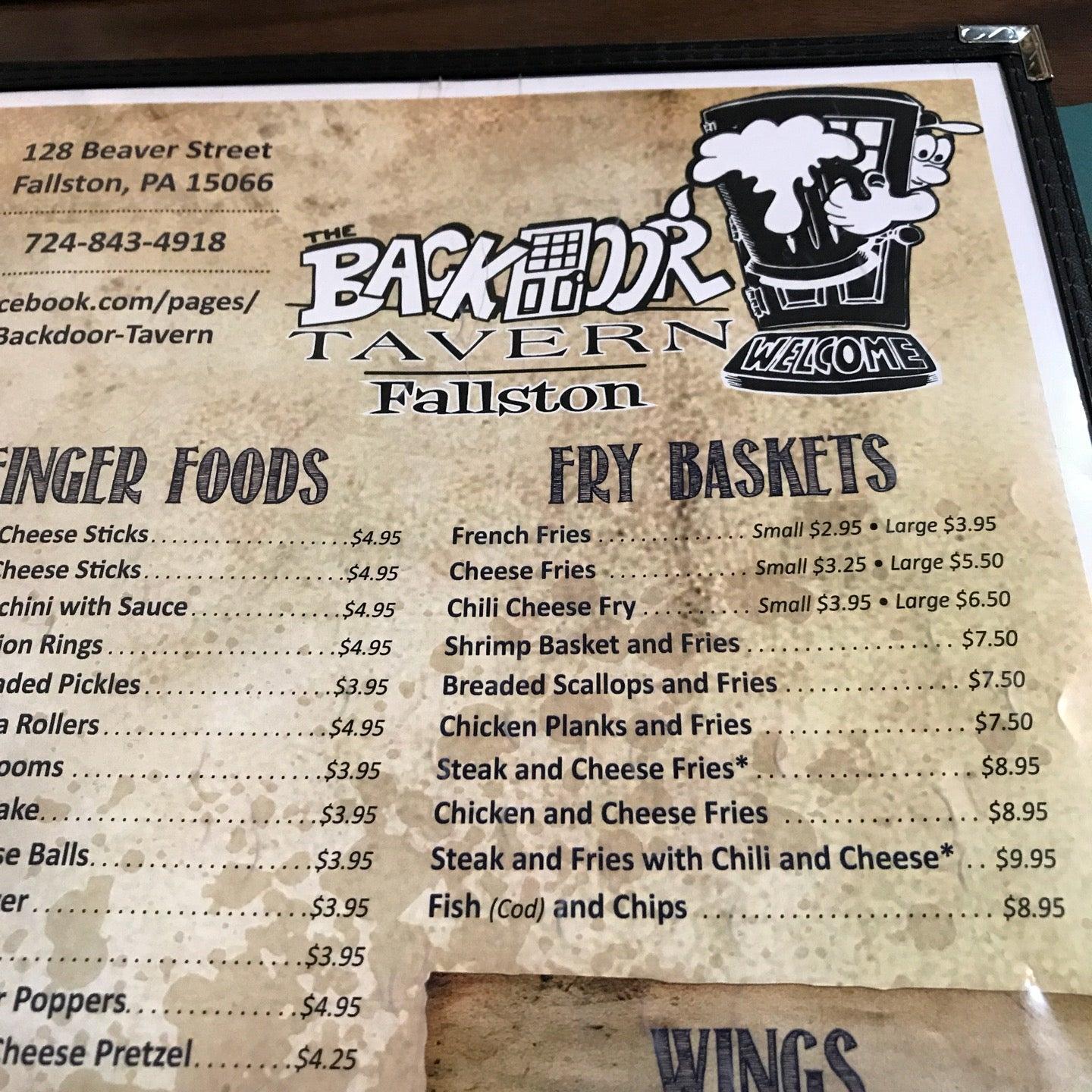 Menu at Back Door Tavern pub & bar, New Brighton