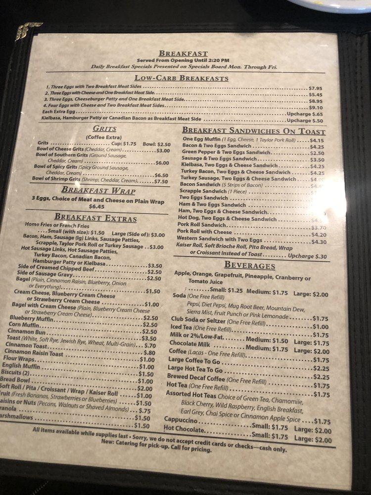 Menu at Café Madison Holland restaurant, USA