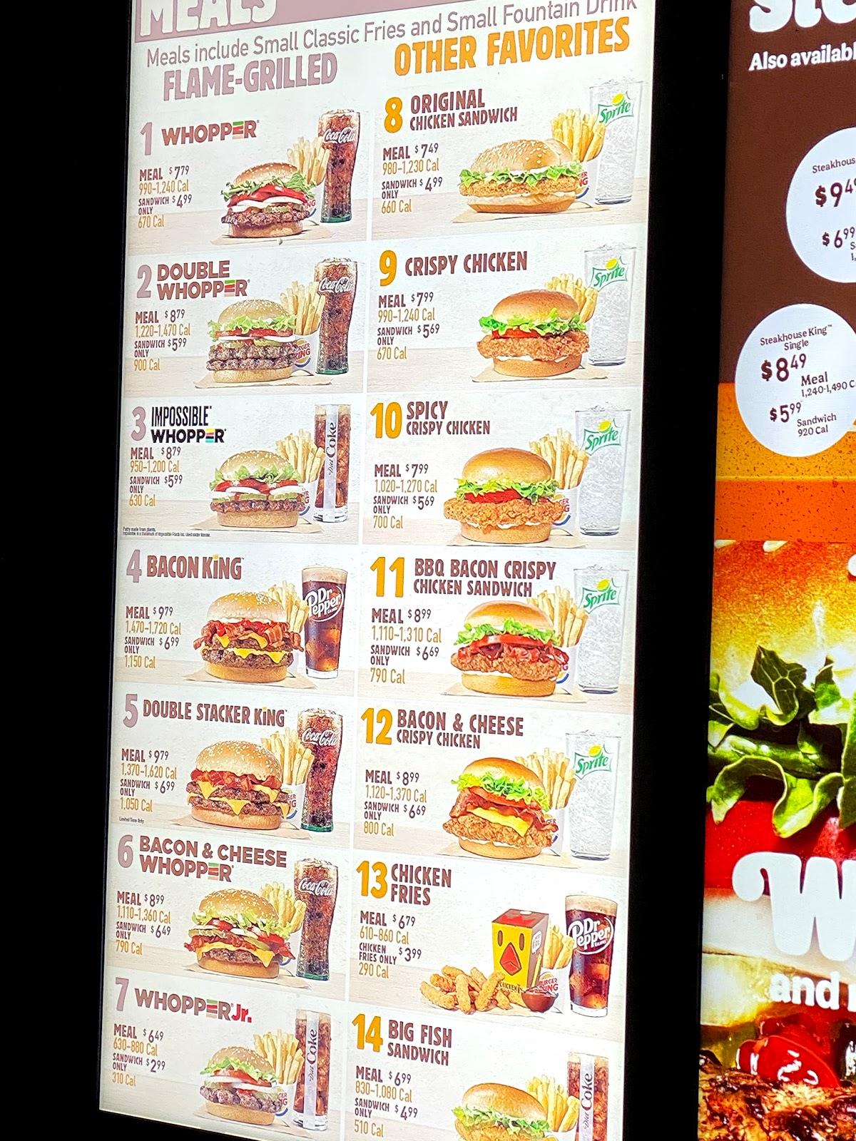 Menu at Burger King fast food, Phoenix, W Lower Buckeye Rd