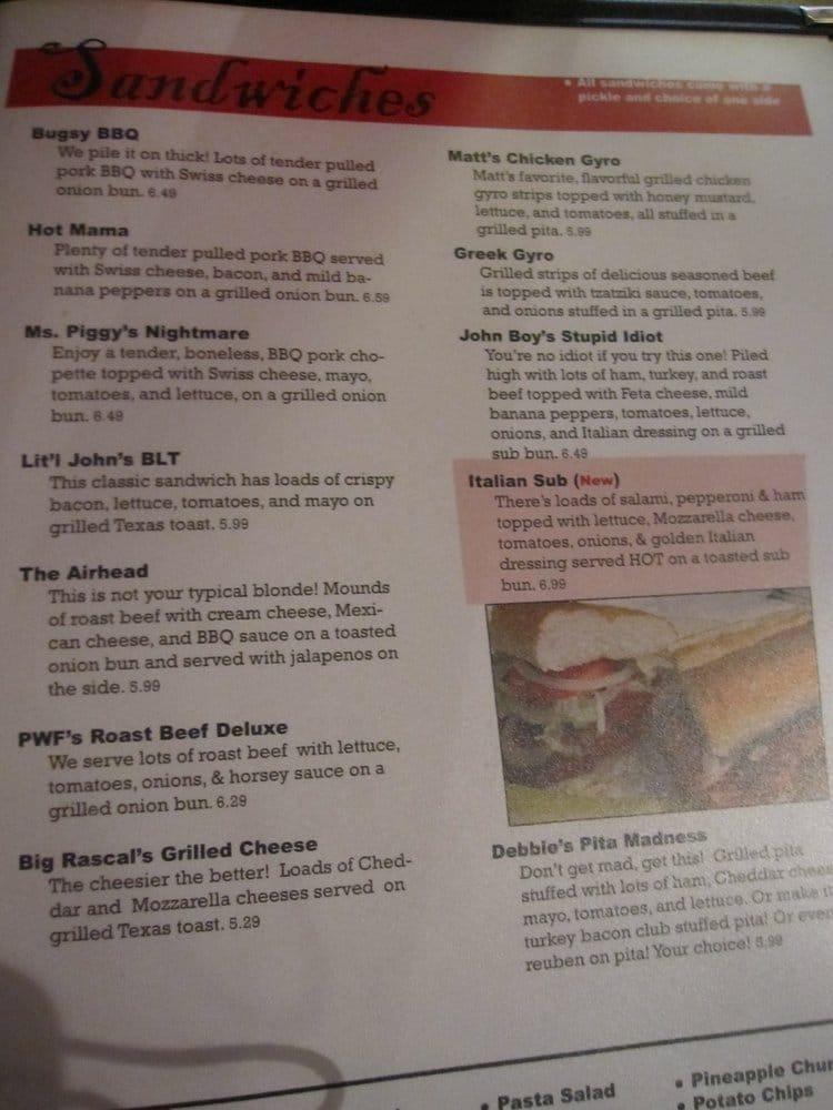 Menu at Little Sheba's restaurant, Richmond