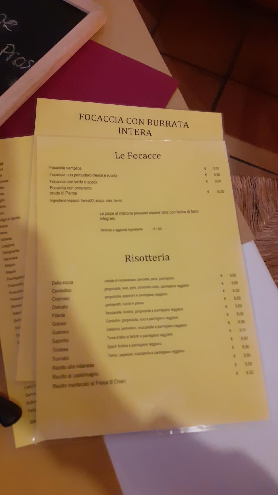 Menu da Locanda del Muré ristorante, Chieri
