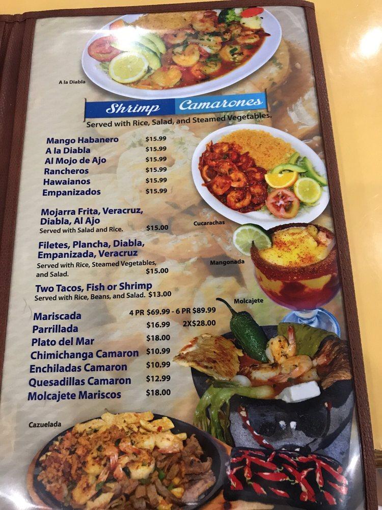 Menu at Mariscos Playa Azul restaurant, Springdale