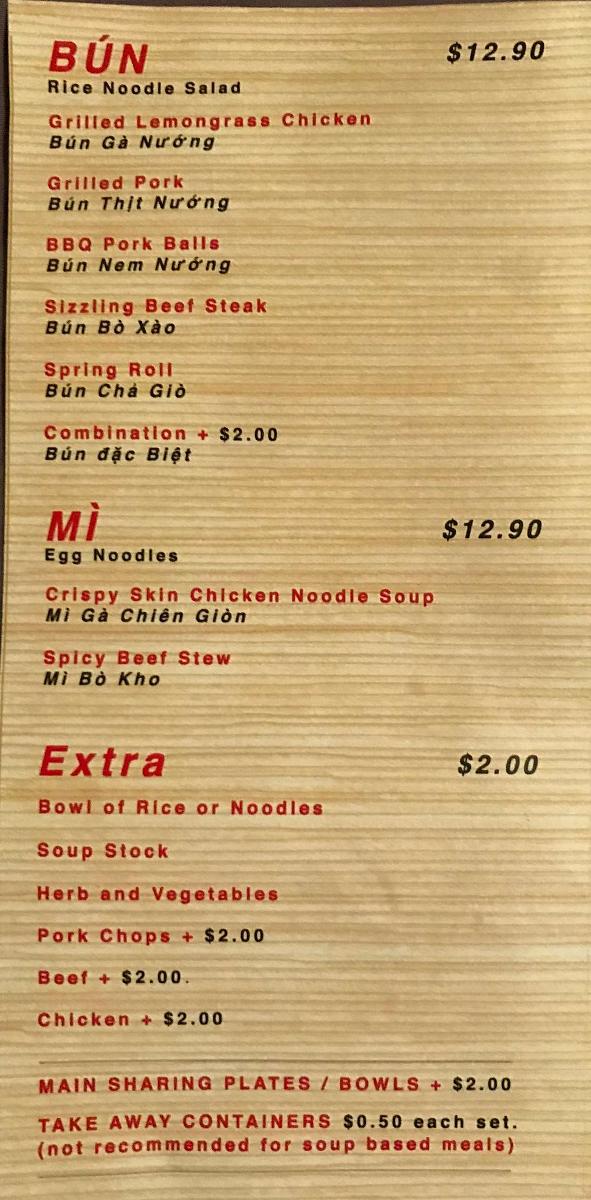 Menu at Miss Hoi An Vietnamese Eatery restaurant, Felixstow