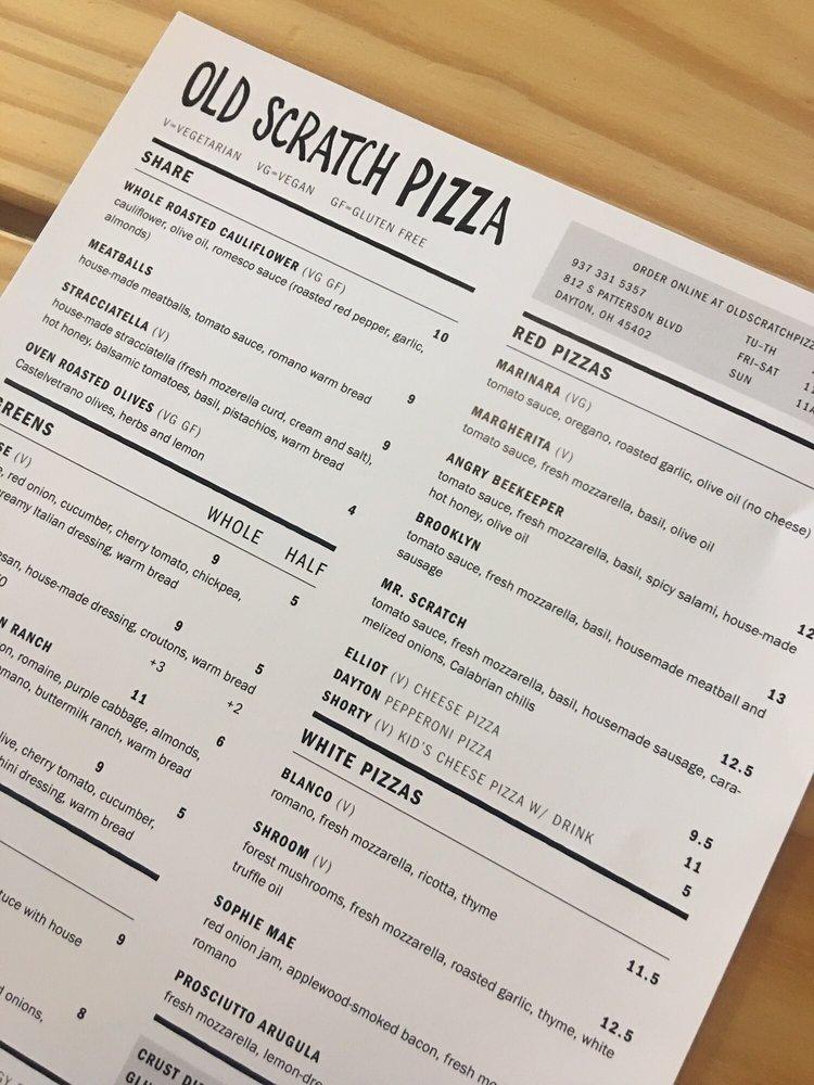 Menu at Old Scratch Pizza & Beer pub & bar, Dayton, 812 S Patterson Blvd