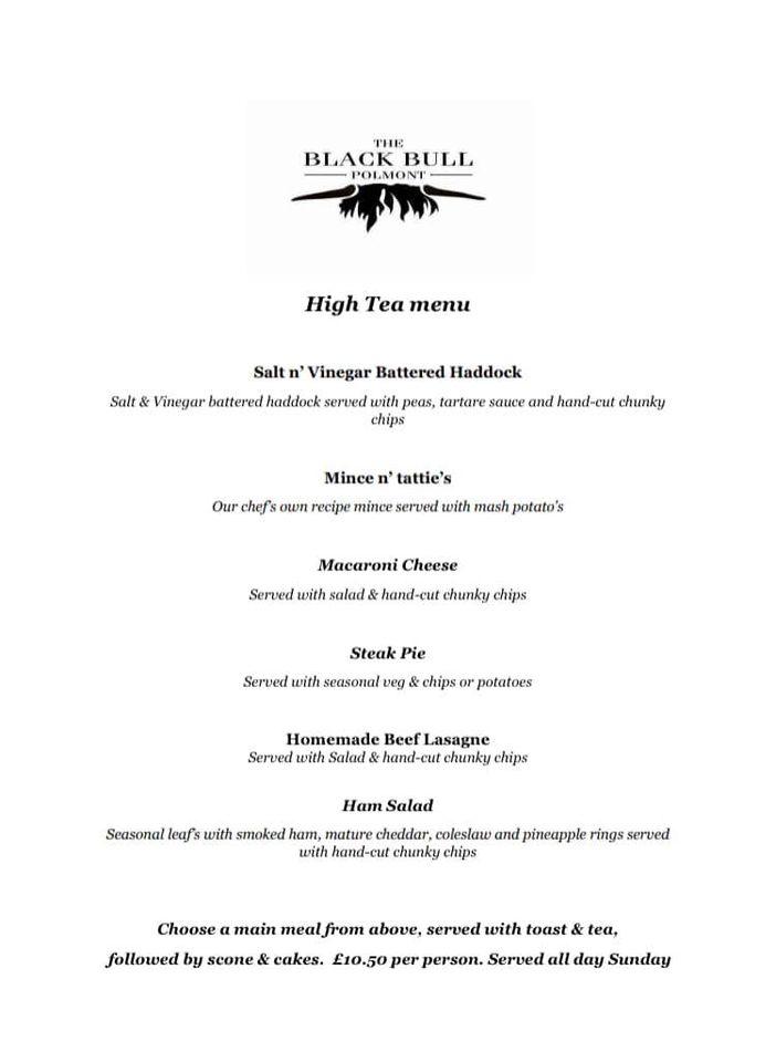 Menu at The Black Bull Inn Polmont pub & bar, Polmont, Main St