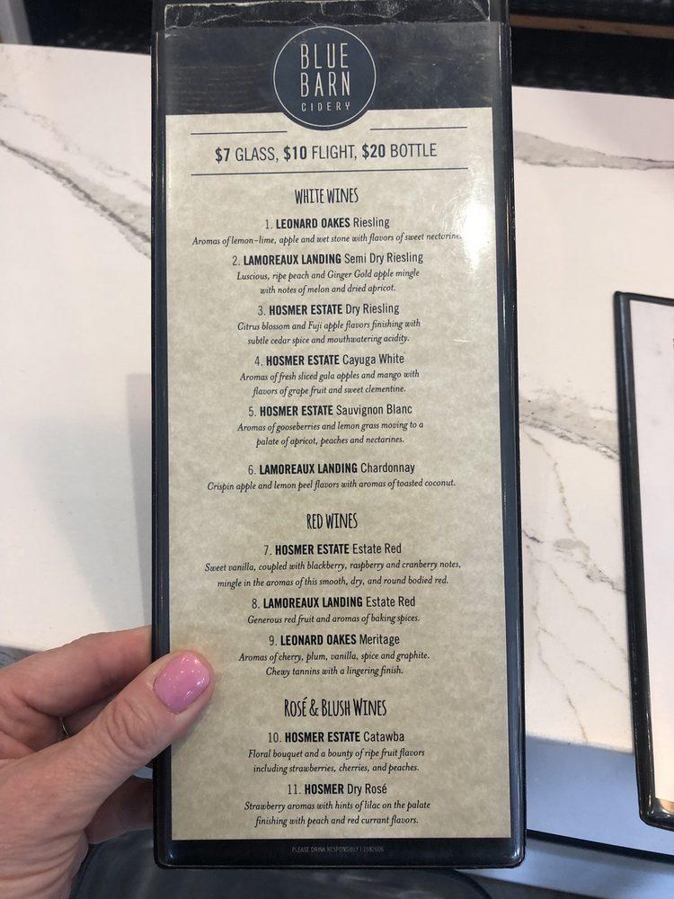 Menu at Blue Barn Cidery, Hilton