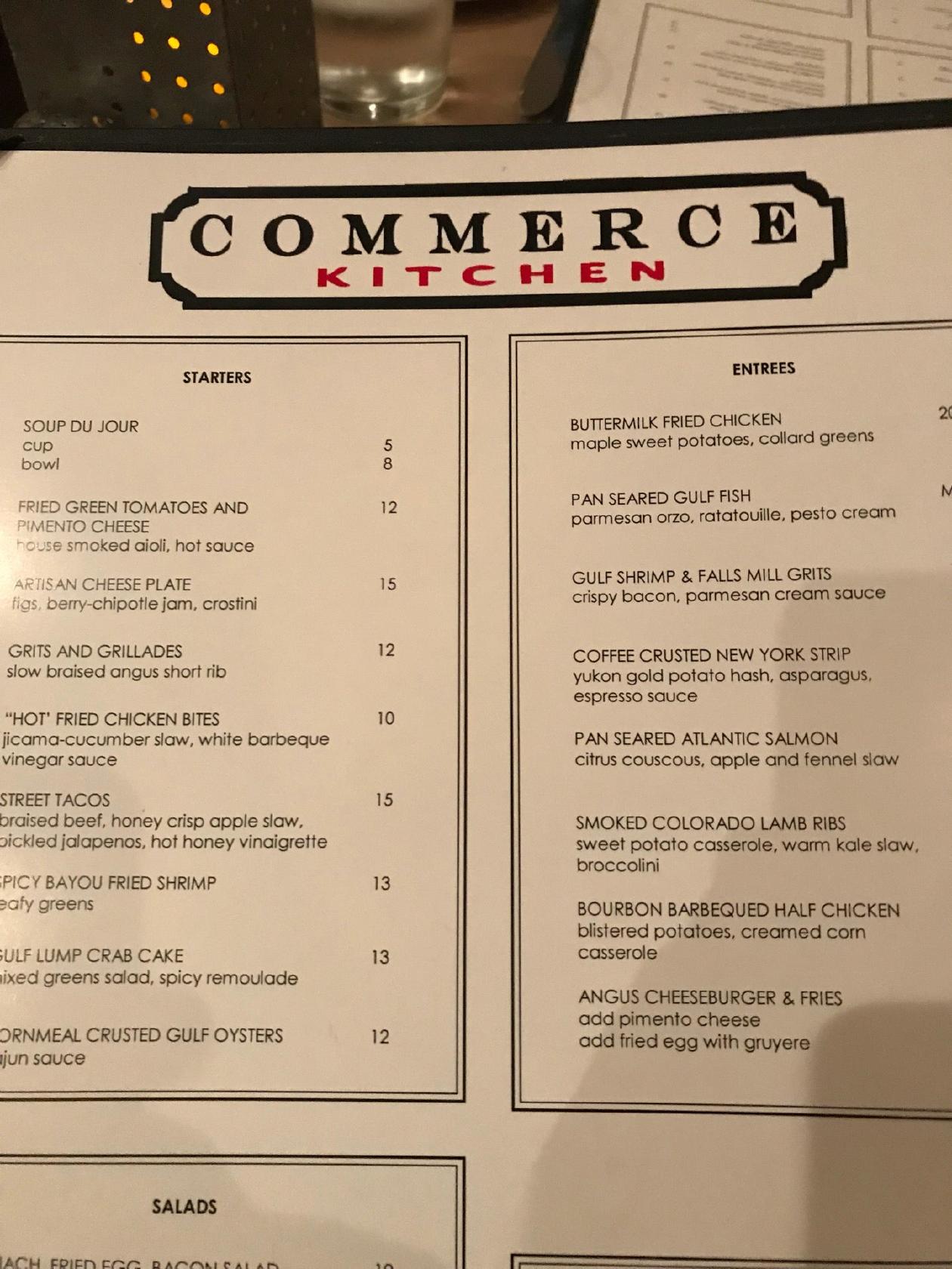 Menu at Commerce Kitchen pub & bar, Huntsville