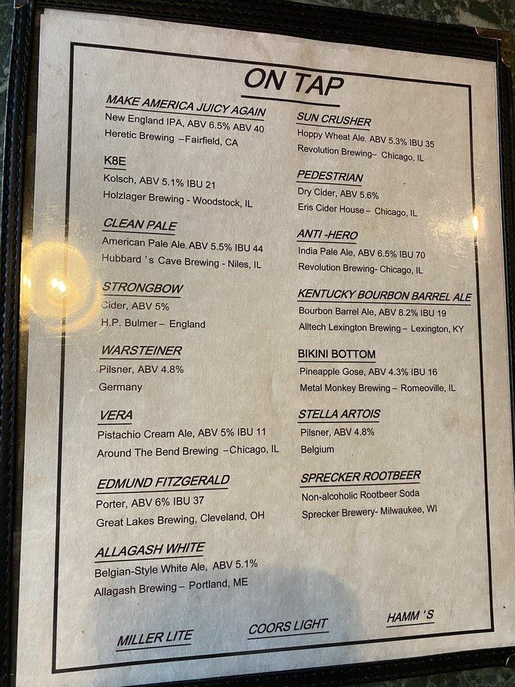 Menu at Cruisin Gilbert’s pub & bar, Gilberts