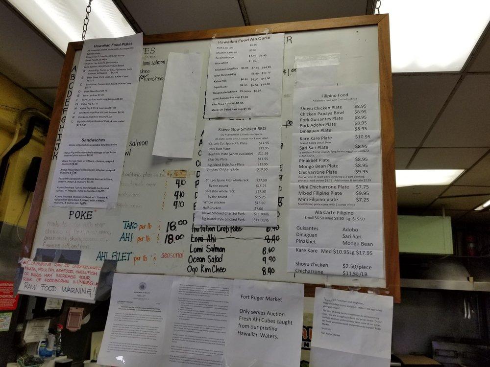 Menu at Fort Ruger Market restaurant, Honolulu
