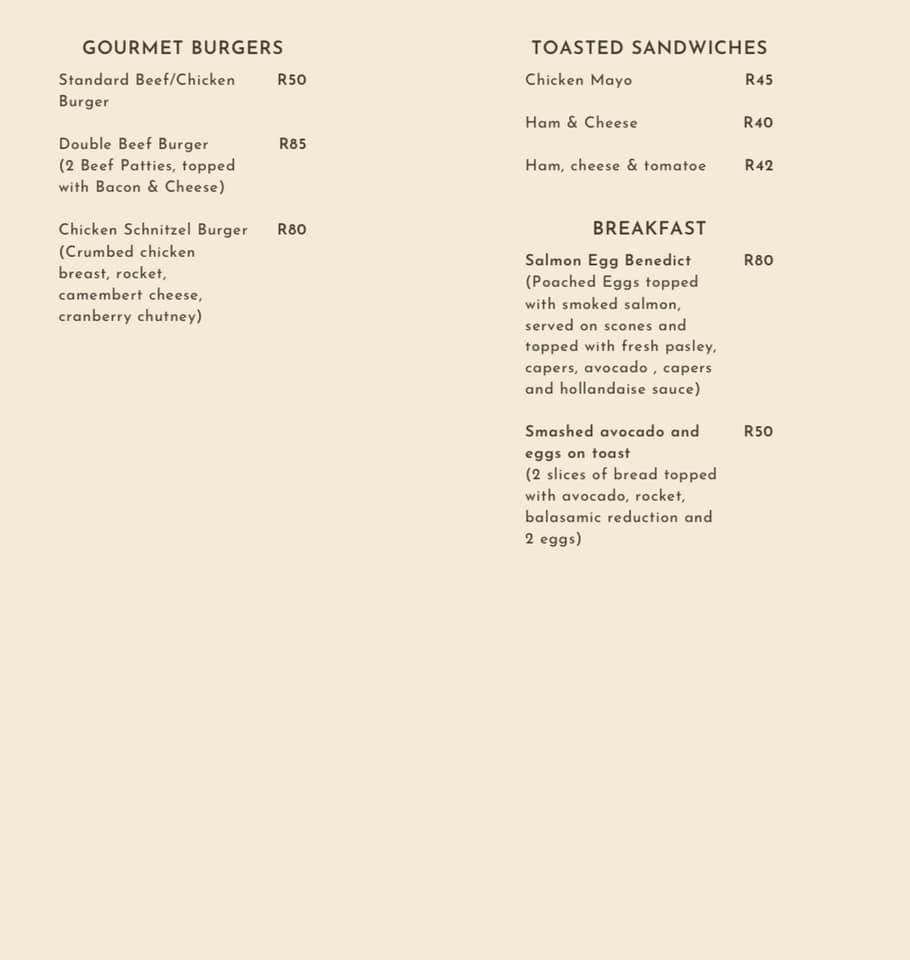 Menu at Lighthouse Cafe & Guesthouse, Groblersdal